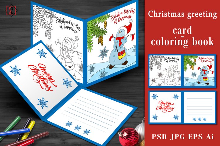 Christmas Card coloring Book With Snowman Christmas Card coloring Book With Snowman