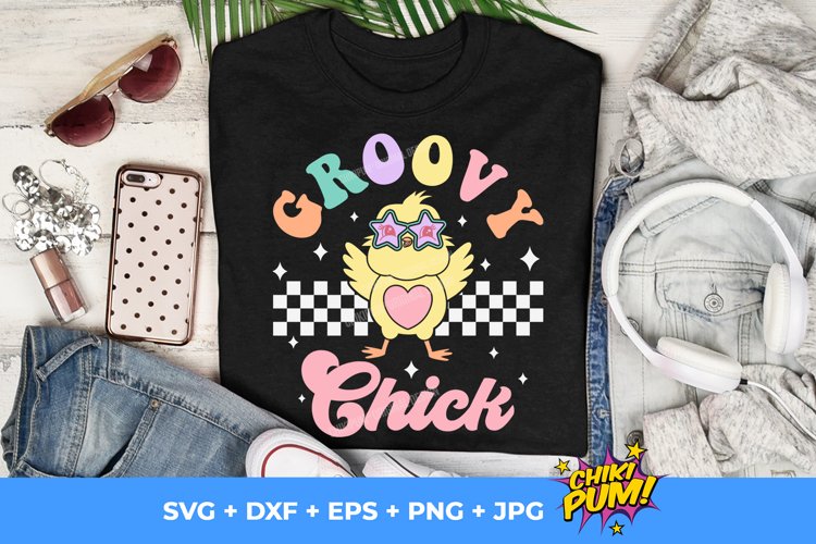 Groovy Chick Svg Png, Retro Easter Png, Easter Chick Svg Png