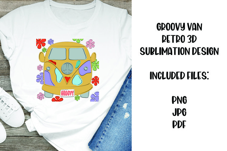 Groovy Van Retro 3D Sublimation Design