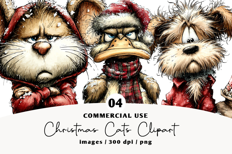 Grumpy Animals Christmas Clipart