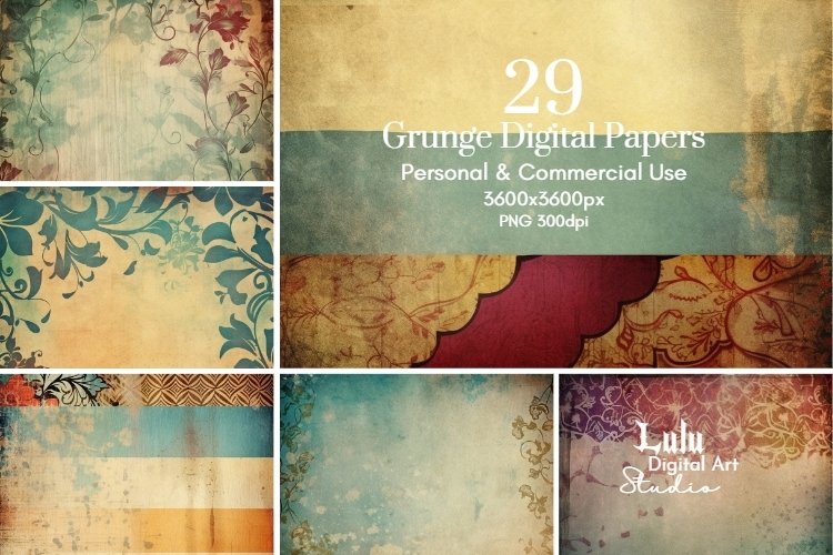29 Grunge Digital Papers - Distressed Paper Texture
