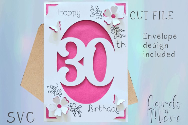 30th Birthday pop up Cut card design, (2094553)