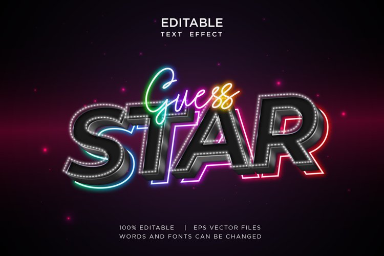 3d neon typography text effect mockup template