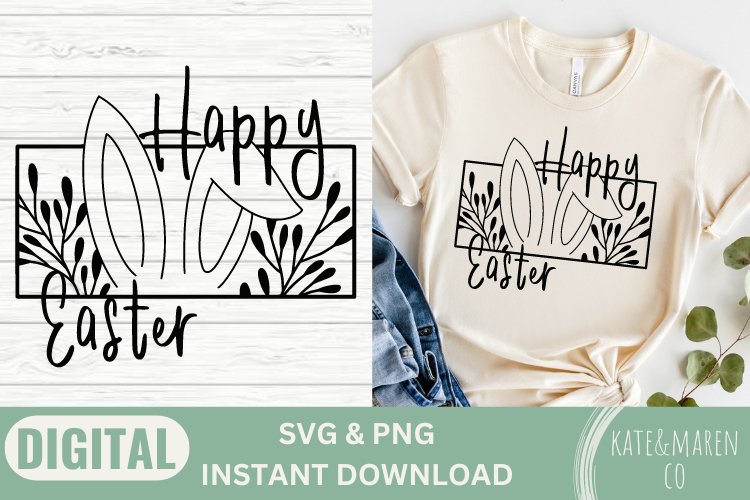 bunny ears svg, happy easter svg and png