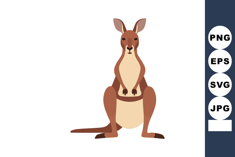 Kangaroo standing upright with brown and beige fur simple ve