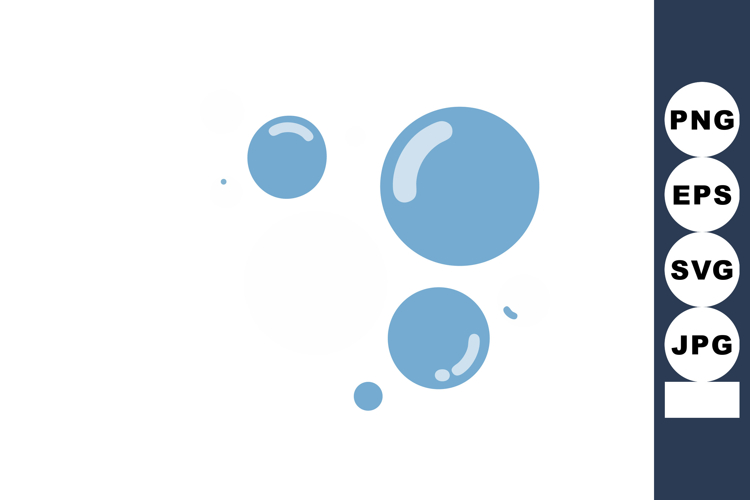 Blue bubbles cluster vector illustration with glossy highlig