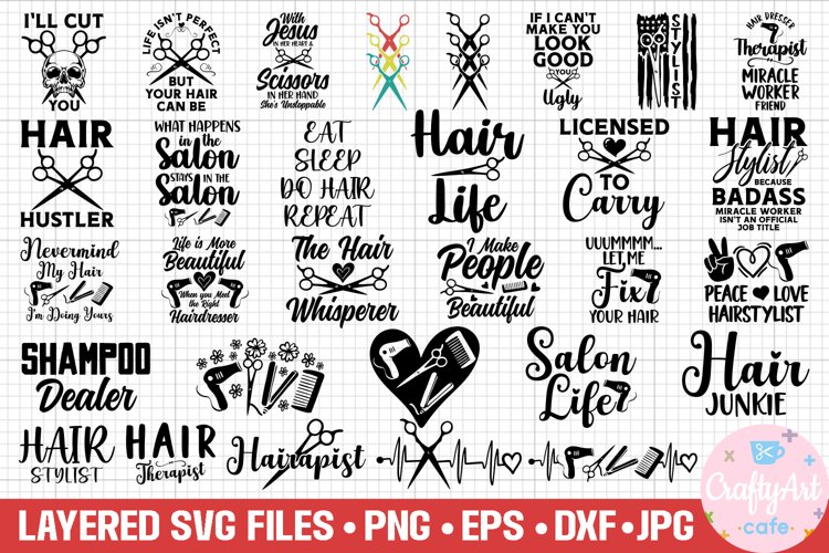 hairdresser hairstylist svg png bundle cricut cut files