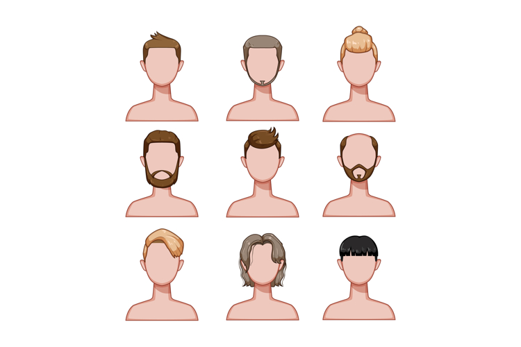 hairstyles for men set cartoon (6566011)