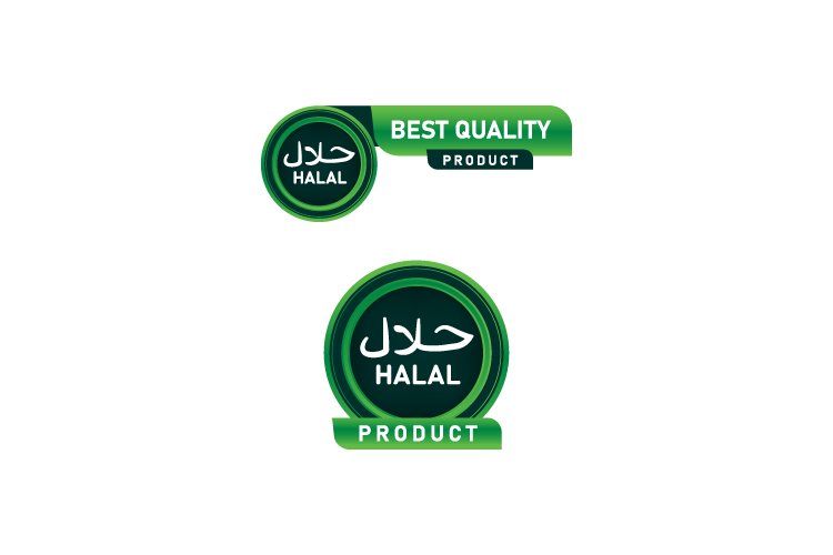 Halal product label design concept