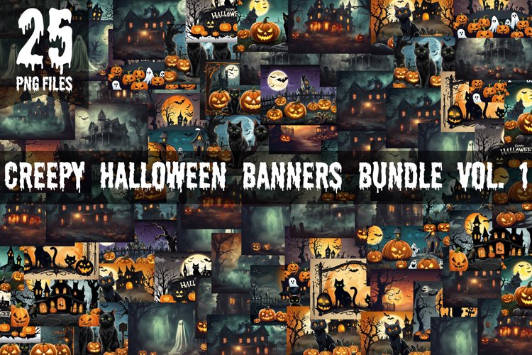 Creepy Halloween Banners Bundle Vol. 1 JPG