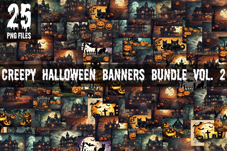 Creepy Halloween Banners Bundle Vol. 2 JPG