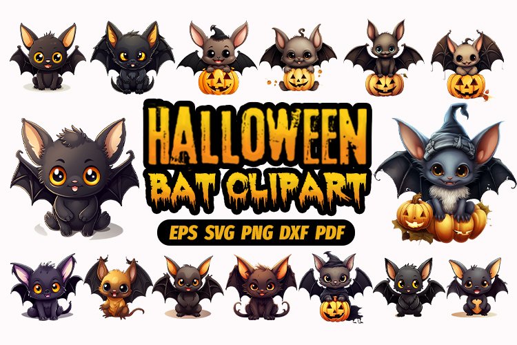 Halloween Bat Sublimation Designs PNG SVG Clipart Bundles