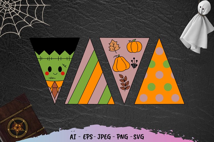 Halloween Bunting Flags SVG File