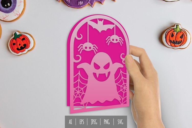 Spooky Ghost in Halloween Night for Card Papercut