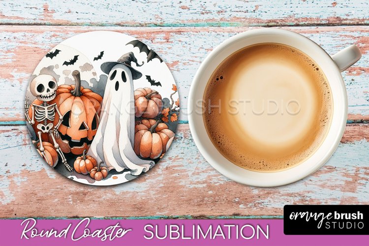 Cute Ghost Coasters - Halloween Round Coaster (4373894)