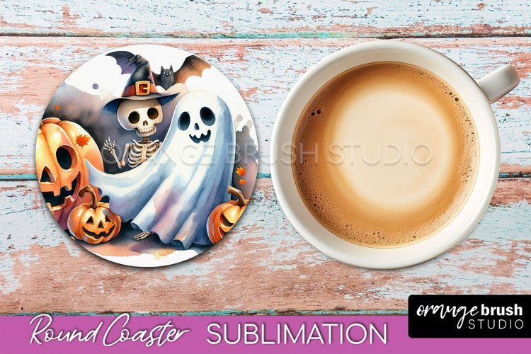 Cute Ghost Coasters - Halloween Round Coaster (4373904)