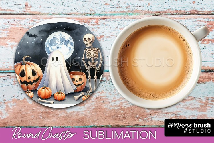 Cute Ghost Coasters - Halloween Round Coaster (4373907)