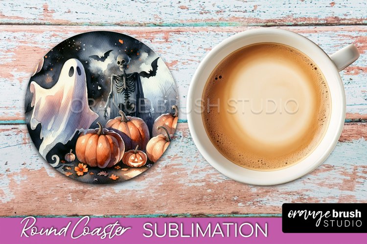 Cute Ghost Coasters - Halloween Round Coaster (4373915)