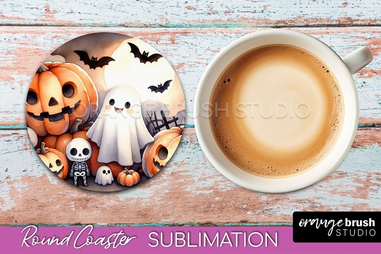 Cute Ghost Coasters - Halloween Round Coaster (4373919)