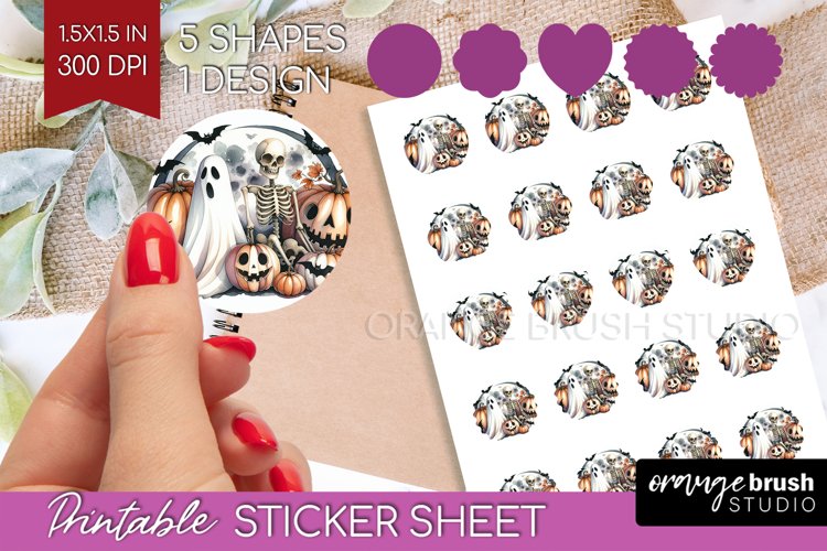 Ghost Round Sticker - Halloween Ghost Printable (4866822)