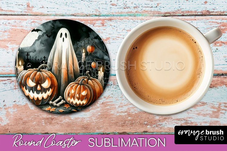 Cute Ghost Coasters - Halloween Round Coaster (4373932)