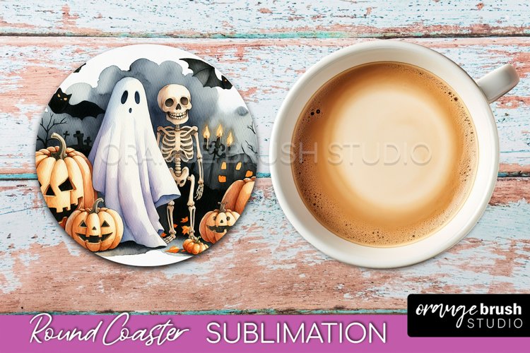 Cute Ghost Coasters - Halloween Round Coaster (4373939)