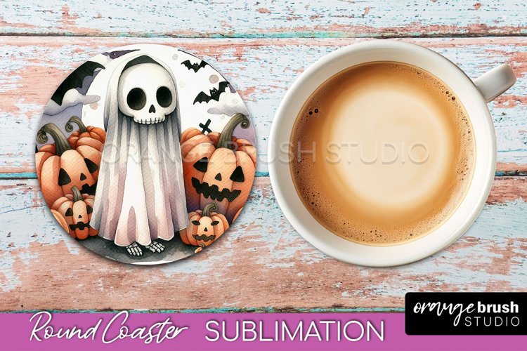 Cute Ghost Coasters - Halloween Round Coaster (4373968)