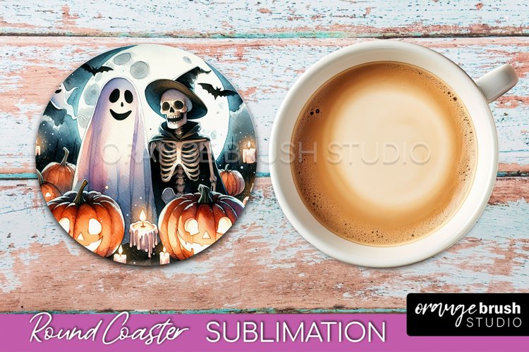 Cute Ghost Coasters - Halloween Round Coaster (4373980)