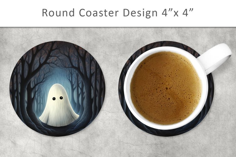 Halloween Ghost Round Coaster 4x4 (4288553)