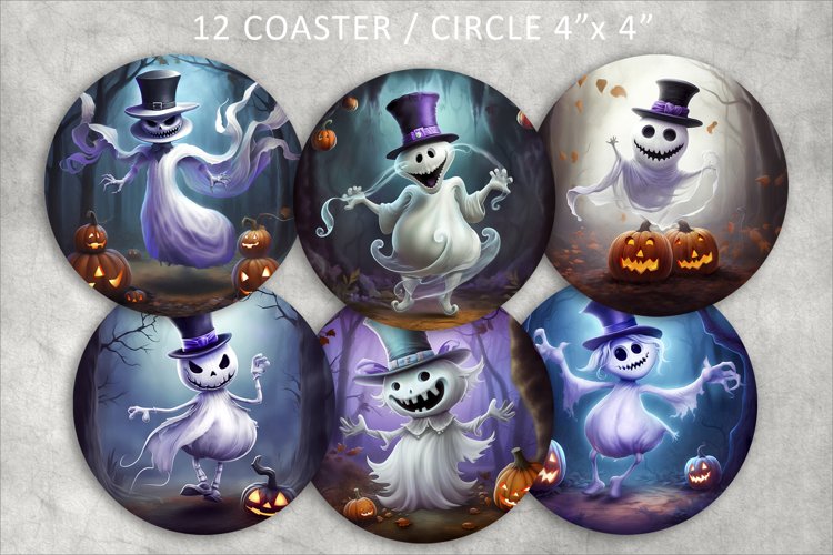 Halloween Ghost Round Coaster Bundle (2576605)