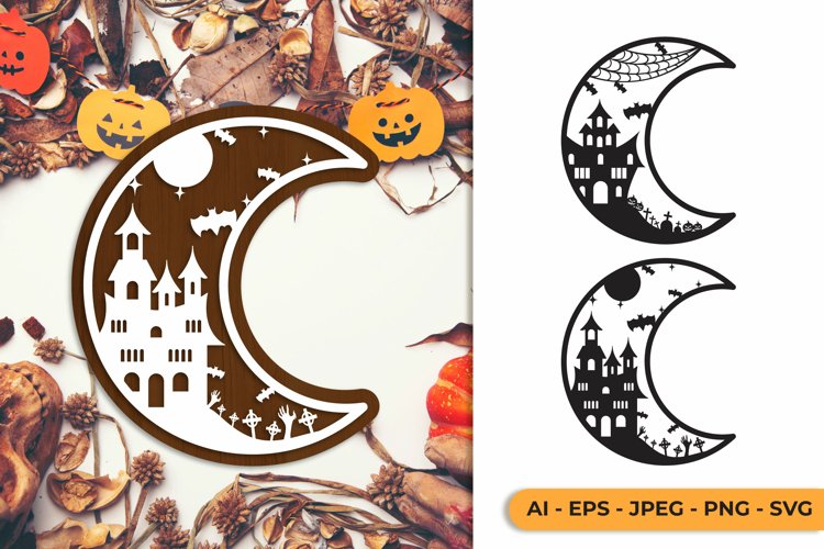 Halloween Moon Laser cut | Halloween SVG