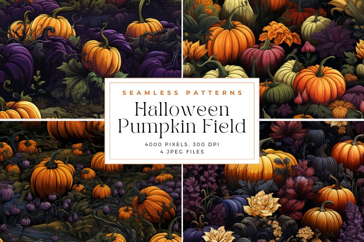 4 Halloween Pumpkin Field Pattern Background