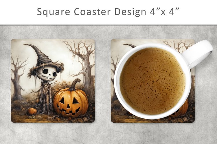 halloween skeleton square coaster, kitchen decor (4319509)