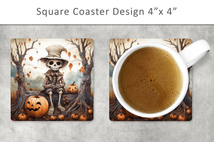 halloween skeleton square coasters, kitchen decor