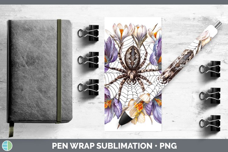 Halloween Spiderweb Flowers Crocus Pen Wrap Sublimation Epox