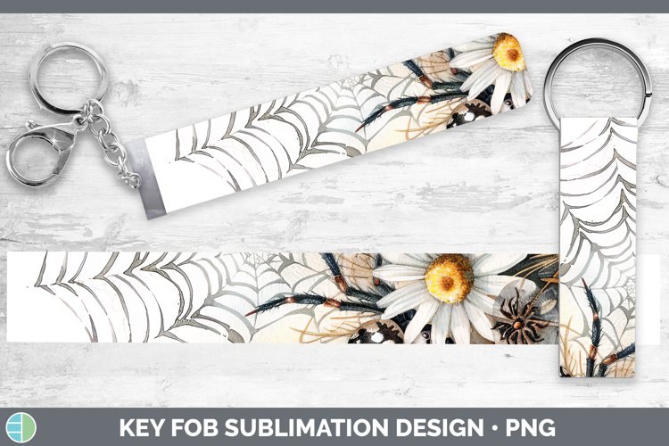 Halloween Spiderweb Flowers Daisy Key Fob Sublimation Wristl
