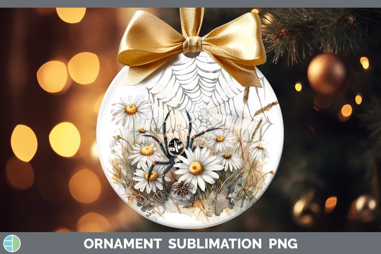 Halloween Spiderweb Flowers Daisy Ornament Sublimation Baubl