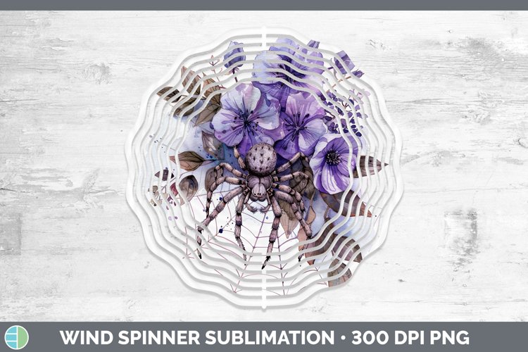 Halloween Spiderweb Flowers Violet Wind Spinner Sublimation