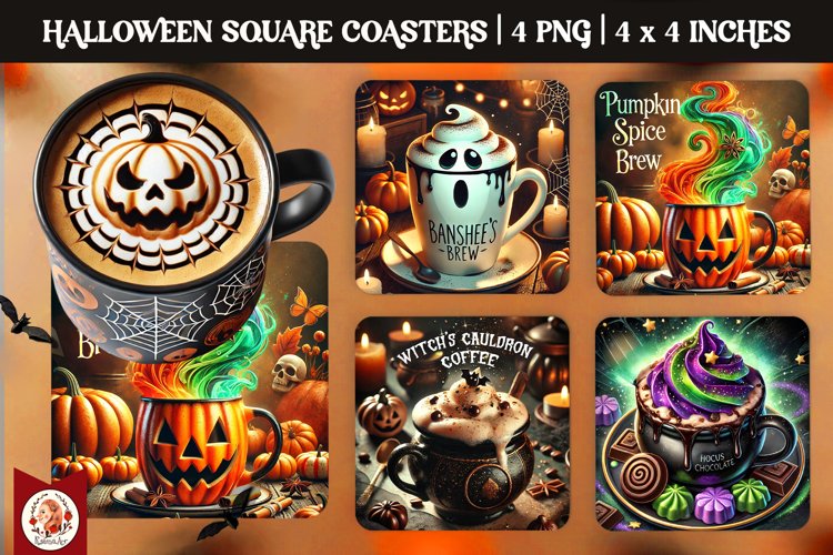 Halloween Coffee Coaster, Square Coaster