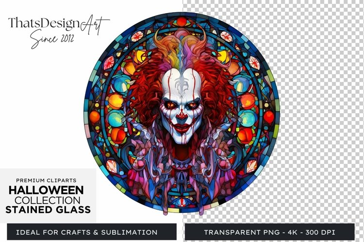 Stained Glass Halloween Clipart in PNG, SVG, EPS