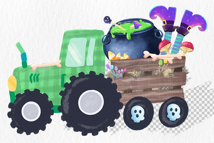 Halloween witch tractor png clipart, Halloween sublimation (1998768 ...