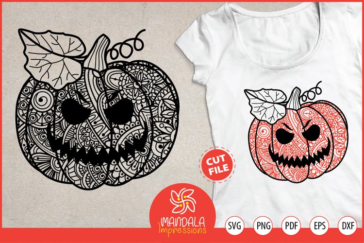 Halloween pumpkin mandala cut file svg 2 layered