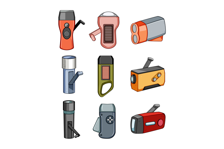 hand crank flashlight set cartoon (6566042)