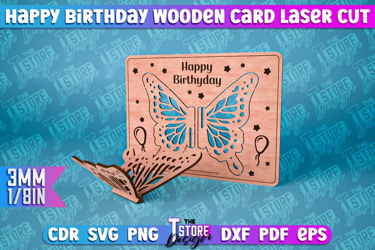 Happy Birthday Wooden Card Laser Cut | Laser Cut (2890435)