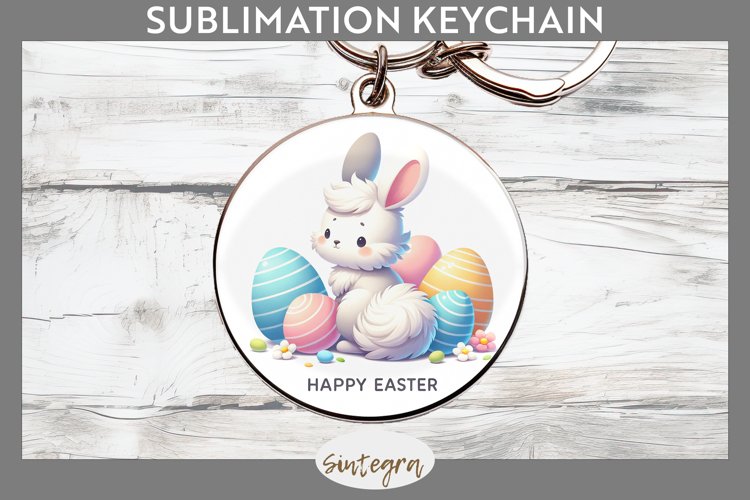 Happy Easter v1 Round Keychain Sublimation