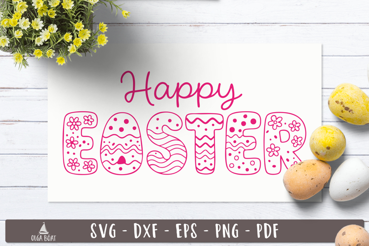 Happy Easter Word SVG Cute Text design
