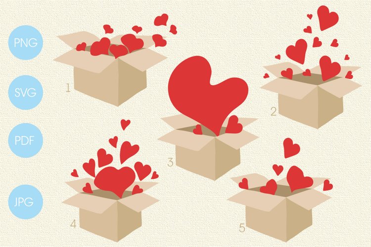 Hearts in a box greeting design