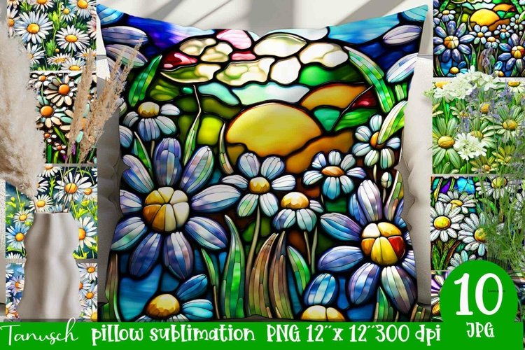 daisy pillow sublimation / watercolor pillow design