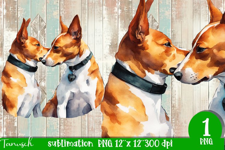 watercolor basenji sublimation PNG (3613721)