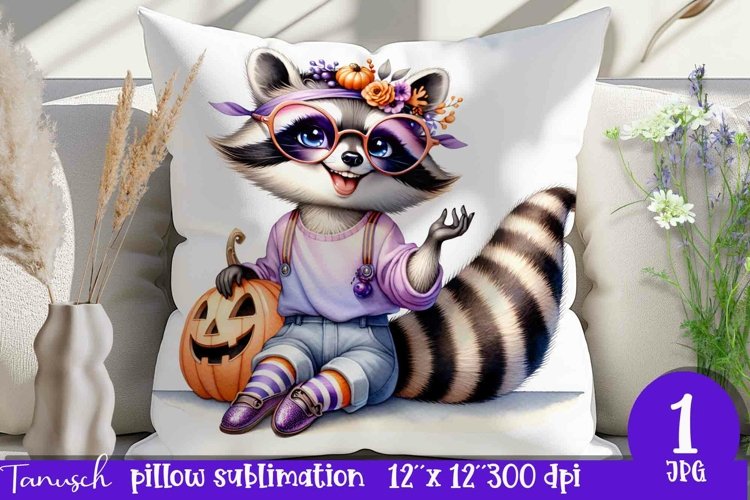 Halloween Animal Pillow sublimation / cute raccoon